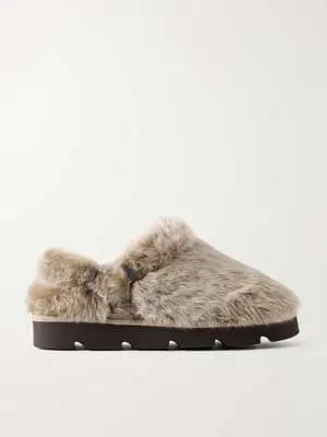 Brunello Cucinelli Monili-detailed Shearling Slip-ons - Gray