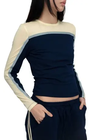 FIND ME NOW Raon Contrast Stripe Knit Top