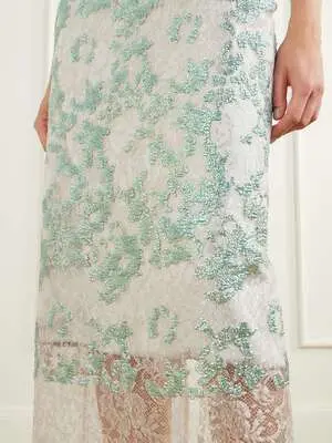 Costarellos Tamlin Sequin-embellished Lace Midi Skirt