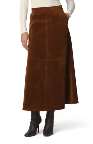 Joe's Jeans Tavi Faux Suede A-line Midi Skirt - Chestnut