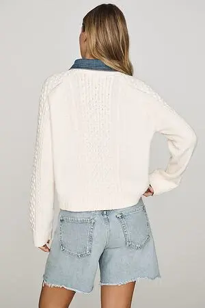 Central Park West Twofer Collared Sweater