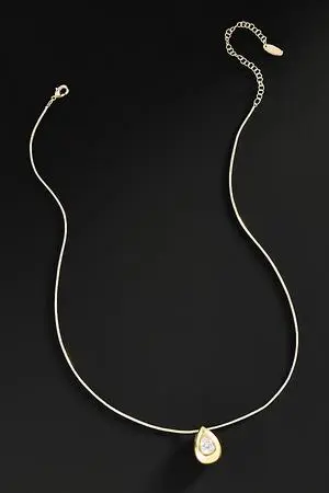 Anthropologie Crystal Teardrop Pendant Necklace - Gold