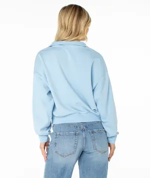 Roxy Half Moon Quarter Zip Top - Cerulean Solid