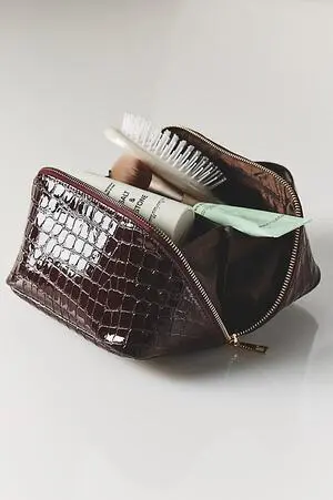 Anthropologie Top Handle Croc Cosmetic Bag