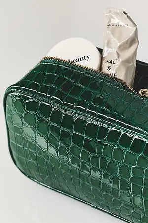 Anthropologie Rectangle Croc Cosmetic Bag