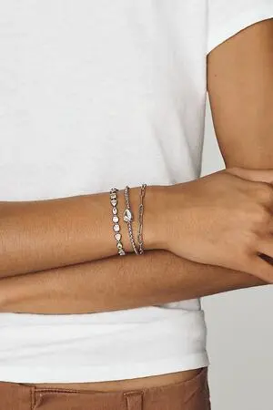 Anthropologie Demi-fine Pear Crystal Bracelet - Silver