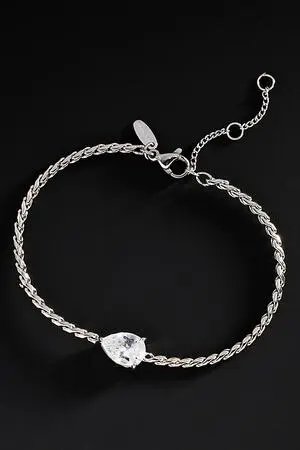 Anthropologie Demi-fe Pear Crystal Bracelet - Silver