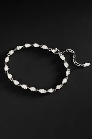 Anthropologie Demi-fe Crystal Teardrop Bracelet - Silver