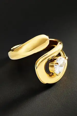 Anthropologie Demi-fine Wrap Ring With Cubic Zirconia - Gold