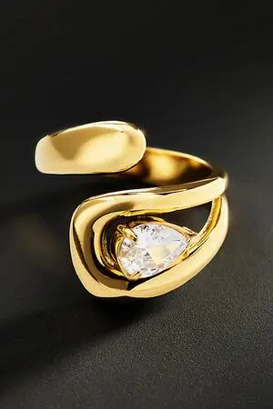 Anthropologie Demi-fine Wrap Ring With Cubic Zirconia - Gold