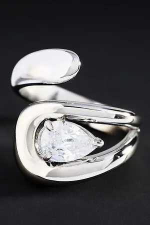 Anthropologie Demi-fine Wrap Ring With Cubic Zirconia - Silver