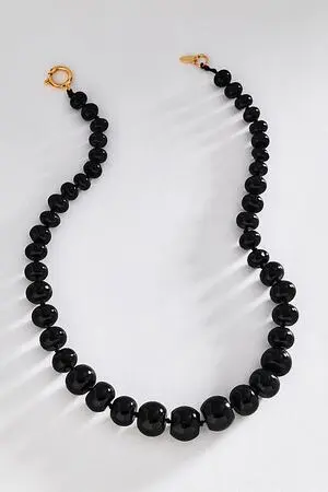 Anthropologie Chunky Beaded Necklace Black