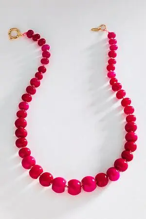Anthropologie Chunky Beaded Necklace Pink