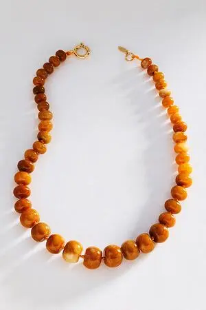 Anthropologie Chunky Beaded Necklace - Yellow