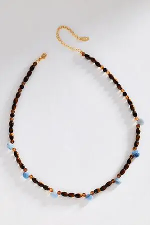 Anthropologie By Anthropologie Mixed Beaded Necklace Brown
