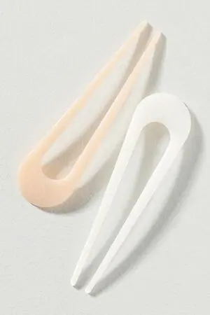 TELETIES French Hair Pins Set Of 2 - Cream