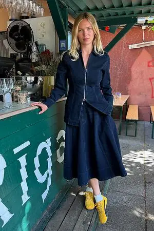 ALIGNE Lana 1% Cotton Denim Midi Skirt