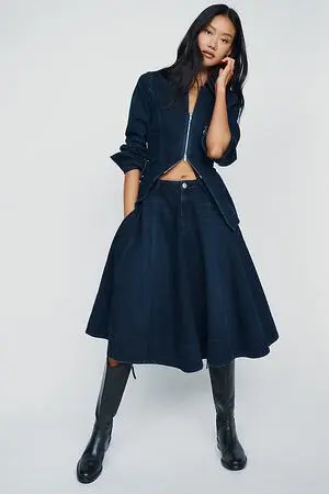 ALIGNE Lana 1% Cotton Denim Midi Skirt