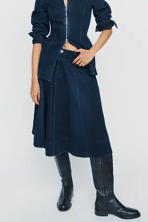 ALIGNE Lana 1% Cotton Denim Midi Skirt