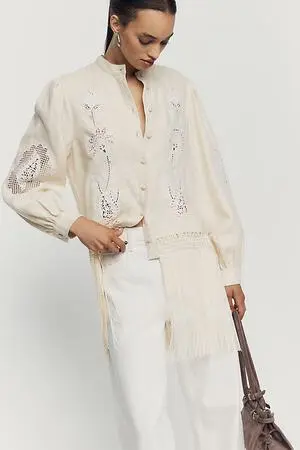 Farm Rio 100% Len Richelieu Buttondown Shirt