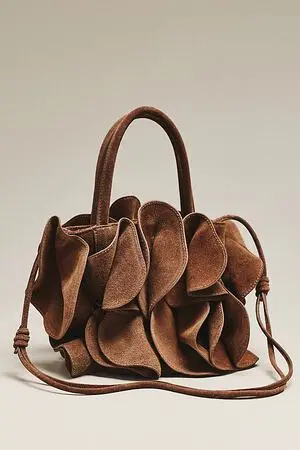 Farm Rio Suede Flower Handbag - Sand