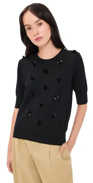 MEIMEIJ Lana Floral Paillettes Wool Top