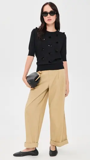 MEIMEIJ Lana Floral Paillettes Wool Top