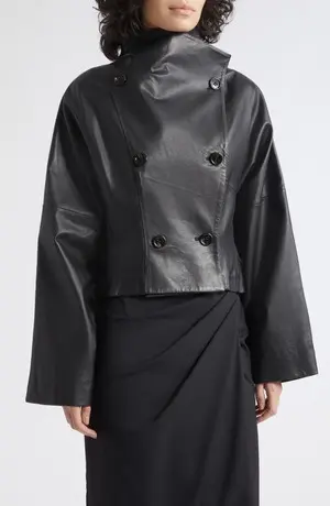 Marella Leather Double Breasted Jacket