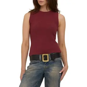 PROJECT SOCIAL T Ribbed Racerback Tank - Dark Cherry