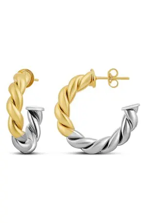 SHYMI Two Tone Twist Hoop Earrings - Gold