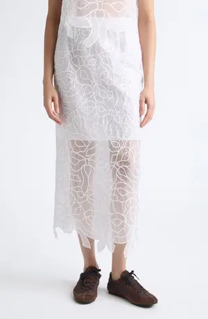 Cecilie Bahnsen Gus Embroidered Bow Organza Skirt - White