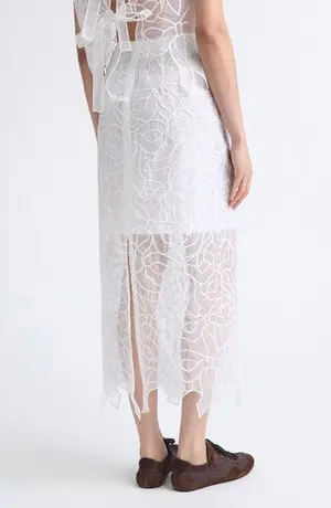 Cecilie Bahnsen Gus Embroidered Bow Organza Pencil Skirt
