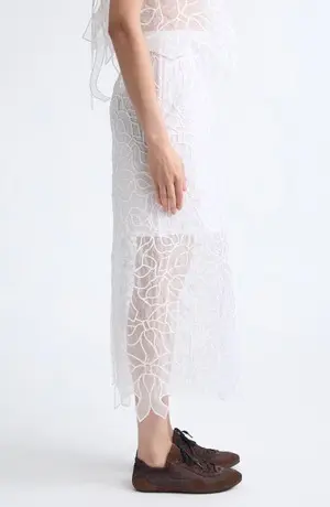 Cecilie Bahnsen Gus Embroidered Bow Organza Pencil Skirt