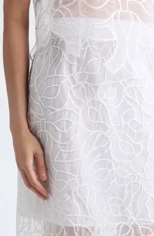 Cecilie Bahnsen Gus Embroidered Bow Organza Pencil Skirt