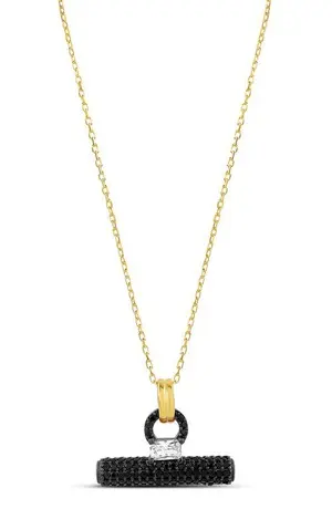 SHYMI Pave T-bar Pendant Necklace - Gold/black