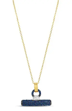 SHYMI Pav T Bar Pendant Necklace - Gold/blue