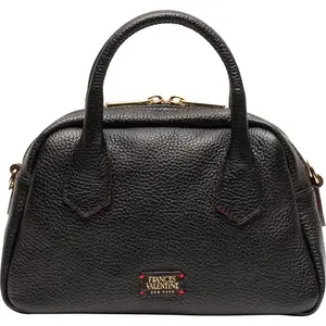 FRANCES VALENTINE Mini Metallic Leather Bowler Bag - Black