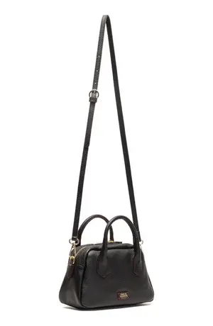 FRANCES VALENTINE Mini Metallic Leather Bowler Bag - Black