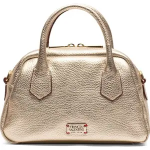FRANCES VALENTINE Mini Metallic Leather Bowler Bag - Gold