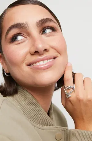 UNODE50 Plated Nailed Heart Open Ring