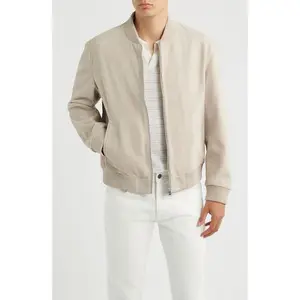 BOSS Muller Suede Bomber Jacket - Open Beige