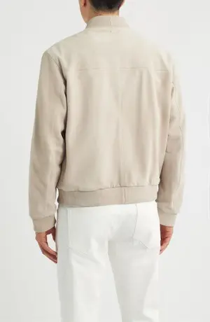 BOSS Muller Suede Bomber Jacket - Open Beige