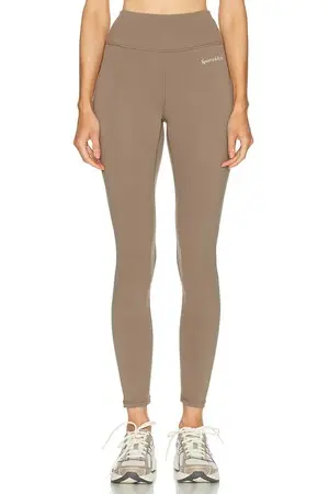 SPORTY & RICH Serif Logo Legging In Tan