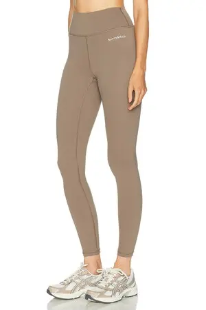 SPORTY & RICH Serif Logo Legging In Tan
