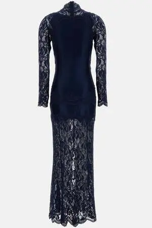 Rabanne Jersey And Lace High Neck Dress
