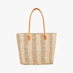 OHSUN Woven Raffia Two-toned Stripe Tote
