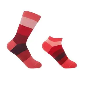 PEPER HAROW - MADE IN ENGLAND Block Stripe Fire Luxury Crew & Trainer Women’s Socks Bundle - Red