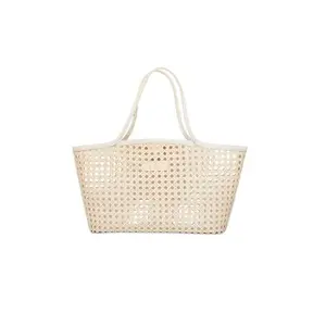 OHSUN Neutrals / Alex Rattan & Leather Bucket Bone - White