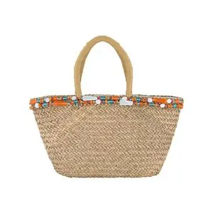 OHSUN Neutrals / Romy Straw And Glass Bead Basket - Orange