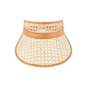 OHSUN Handwoven Rattan And Leather Visor - Brown